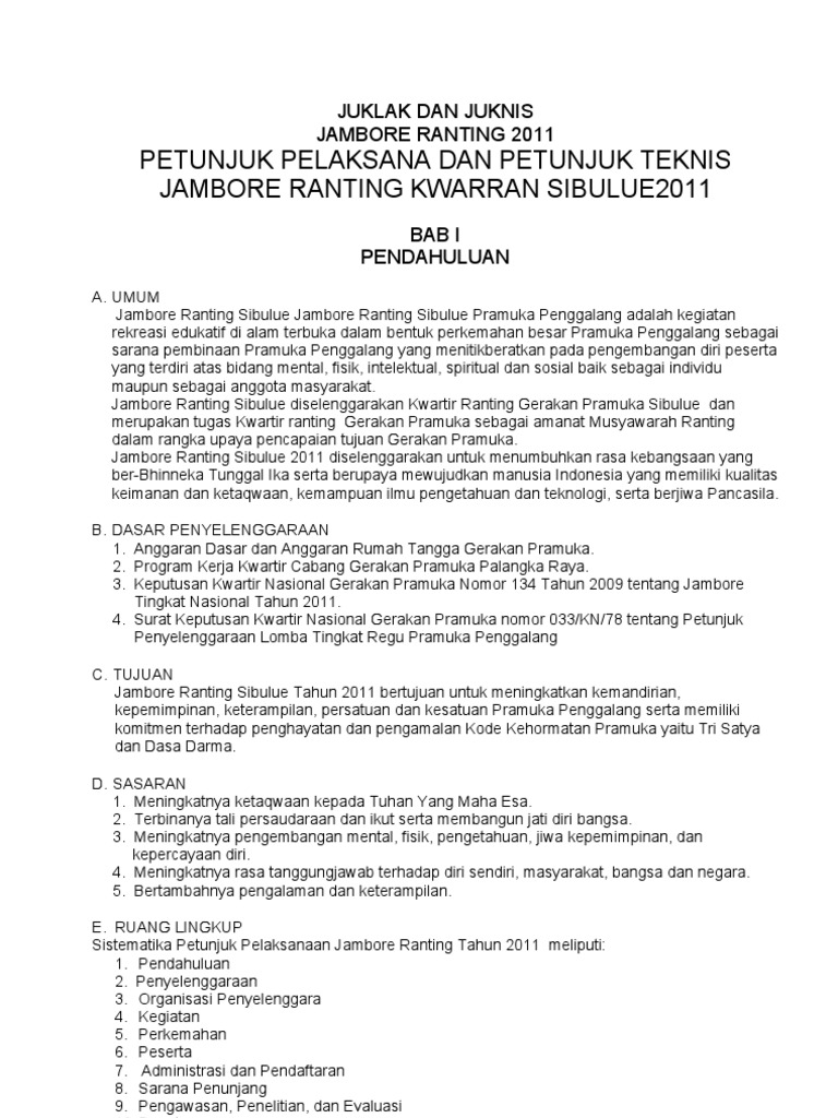 Juklak Dan Juknis Jambore Ranting | PDF
