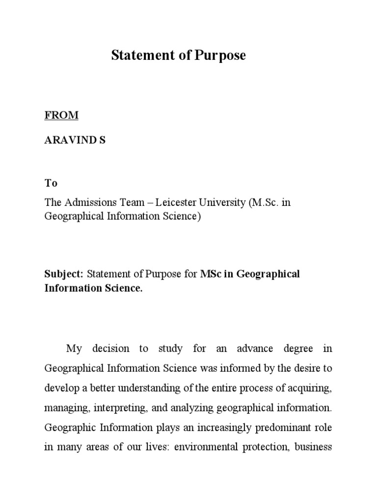 MSc Geographical Information Science SOP | PDF | Geographic Information ...