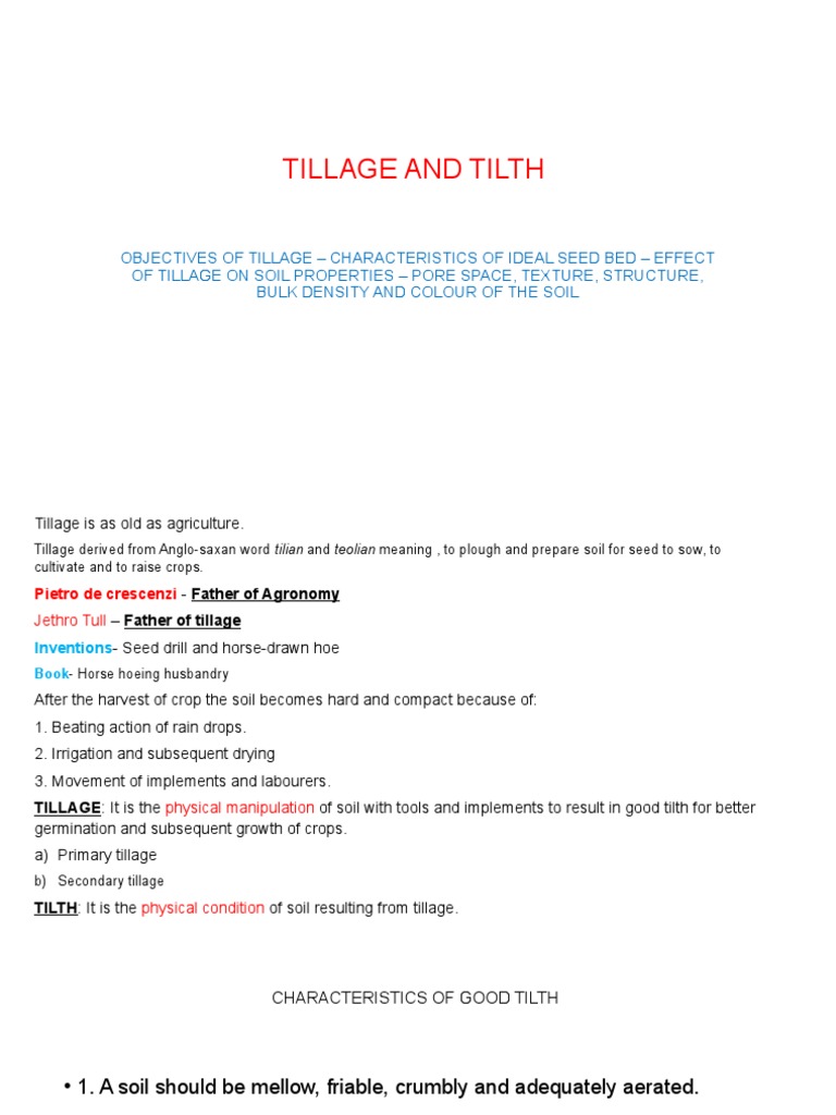 Tillage and Tilth in Agriculture | PDF | Soil | Tillage
