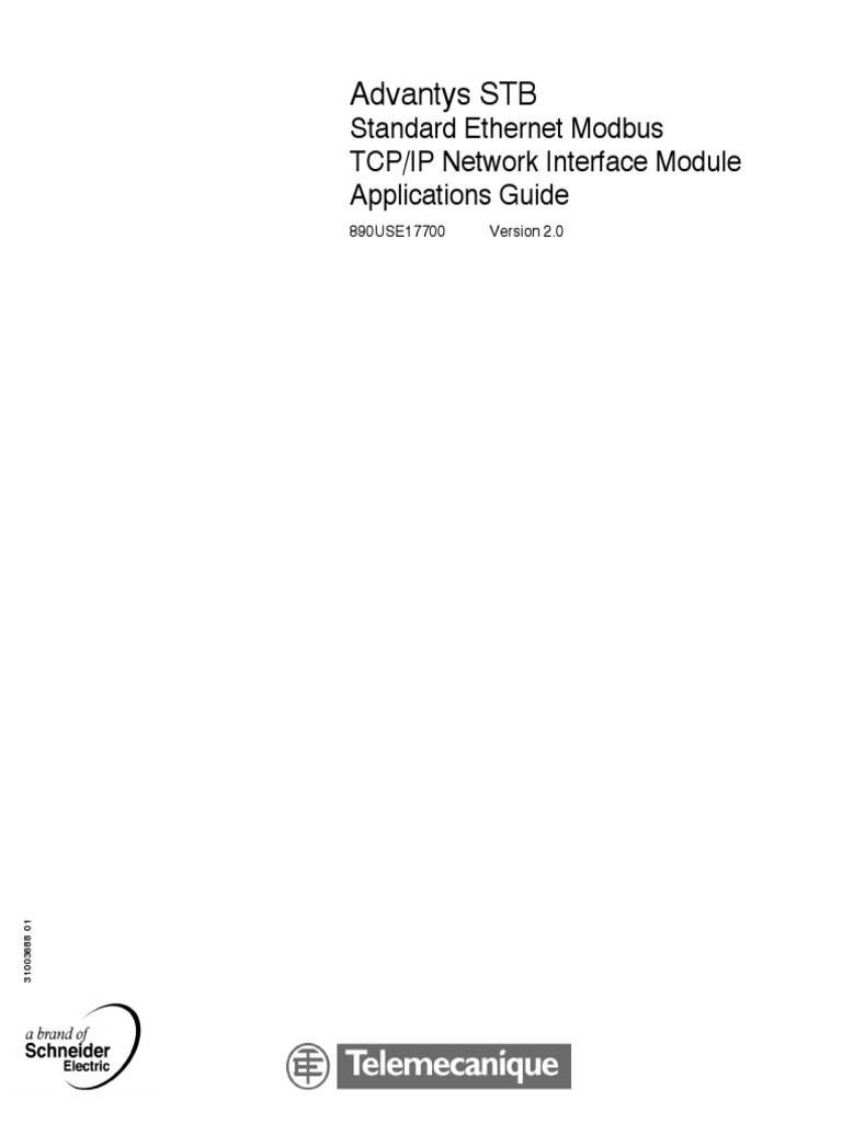 Advantys STB: Standard Ethernet Modbus TCP/IP Network Interface Module Applications Guide | PDF ...
