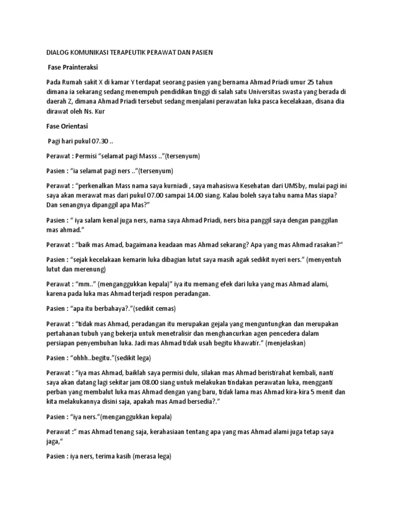 Dialog Terapeutik Perawat-Pasien | PDF