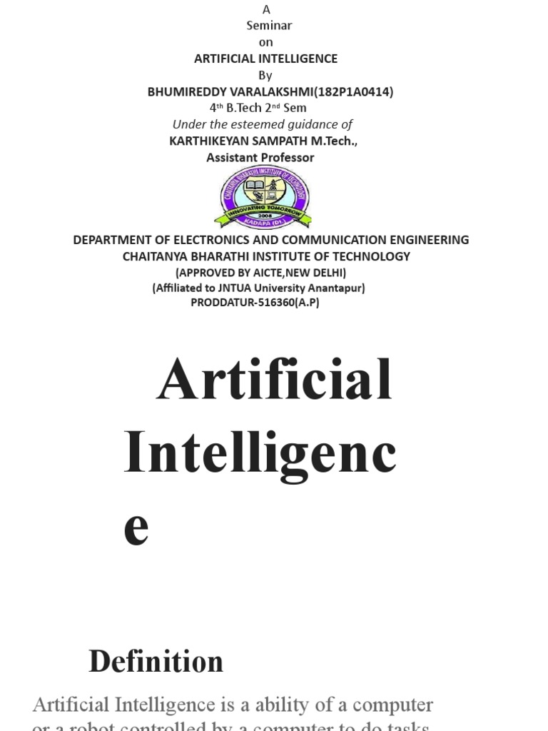 Department of Electronics and Communication Engineering Chaitanya Bharathi Institute of ...