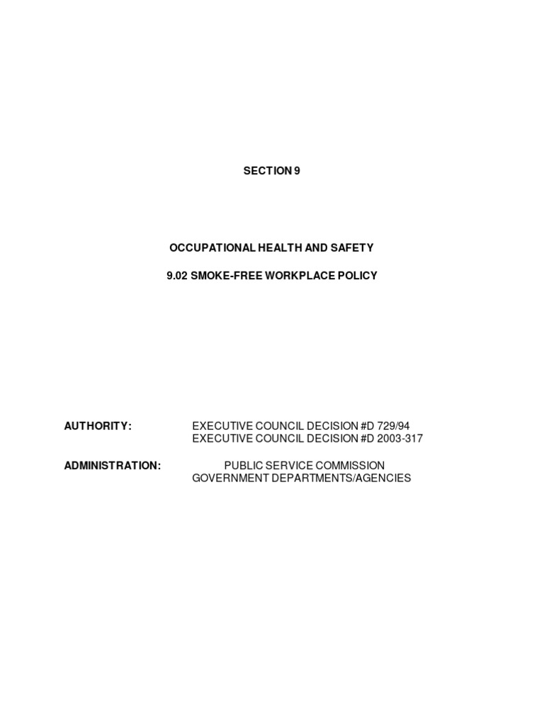 Smoke-Free Workplace Policy Overview | PDF | Employment | Occupational ...