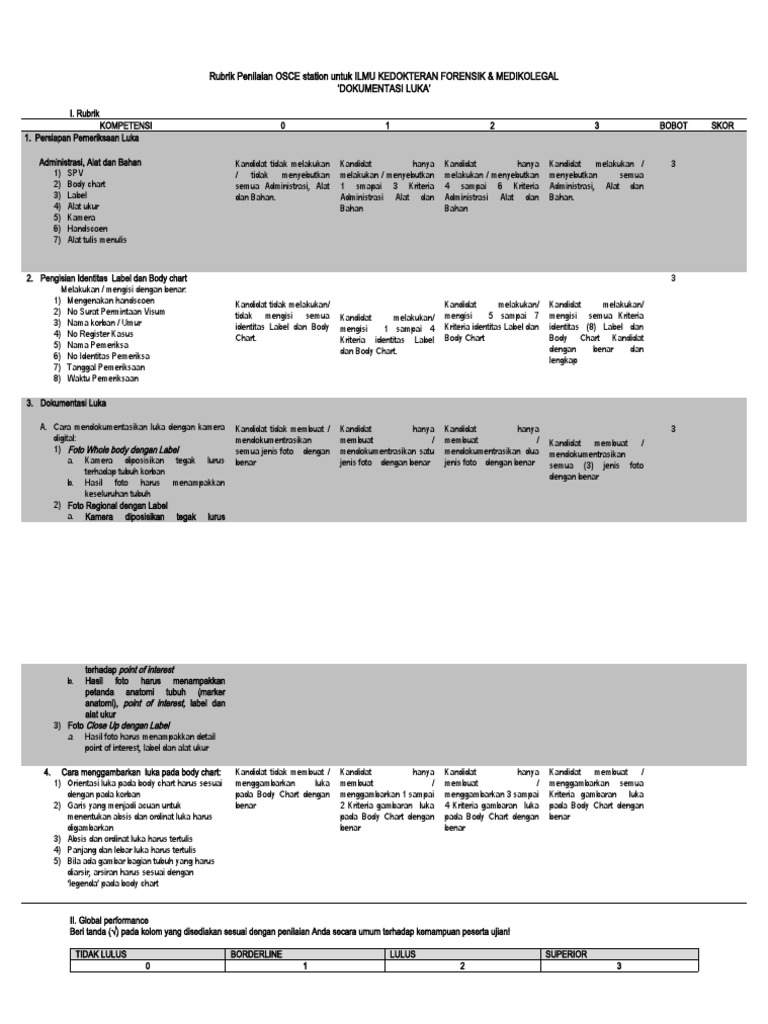 02 Rubrik Penilaian OSCE DOKUMENTASI LUKA | PDF