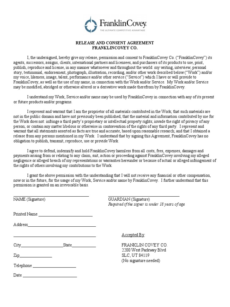 Release and Consent Form | PDF | License | Common Law