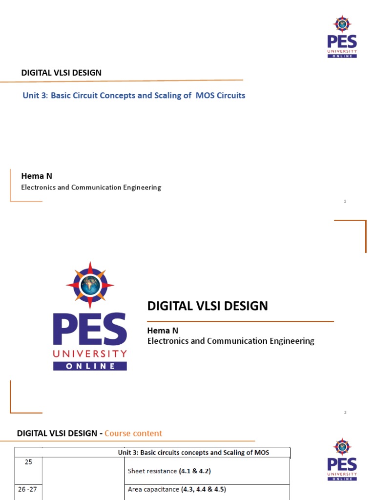 Digital Vlsi Design: Unit 3: Basic Circuit Concepts and Scaling of MOS ...
