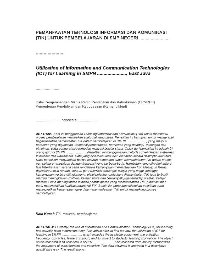 Pemanfaatan Teknologi Informasi Dan Komunikasi Tik | PDF | Ilmu Sosial | Komputer