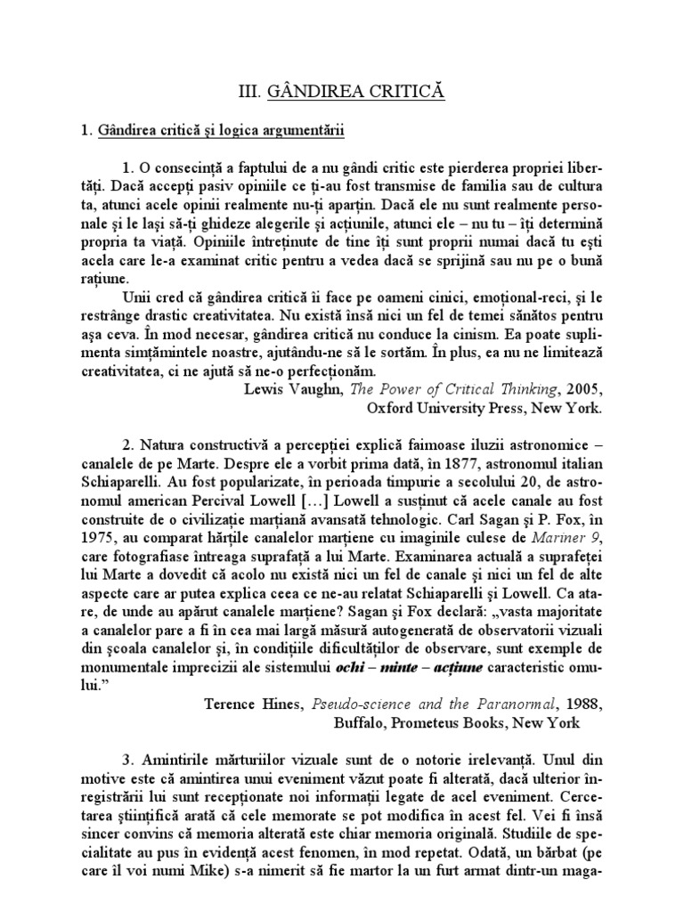 II. Gandirea Critica - Texte