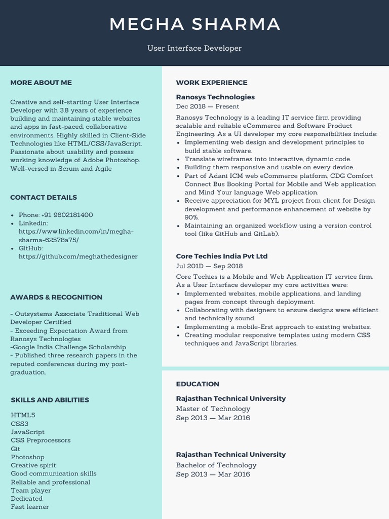 Megha Sharma: User Interface Developer | PDF | Web Application | Mobile App