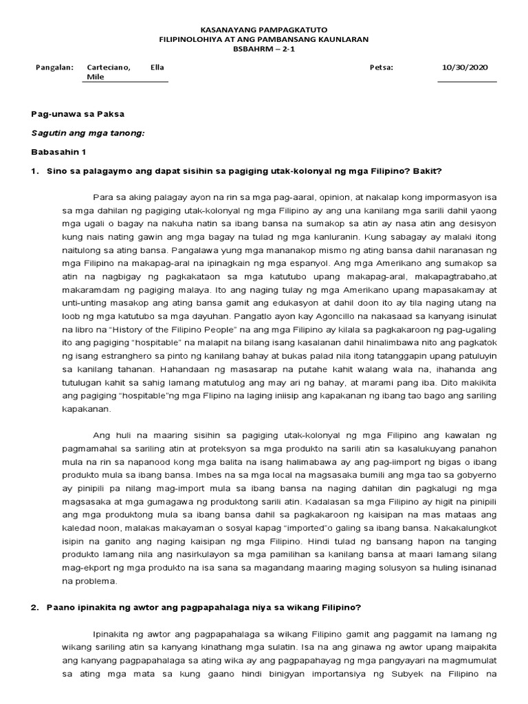 Filipino Lo Hiya | PDF