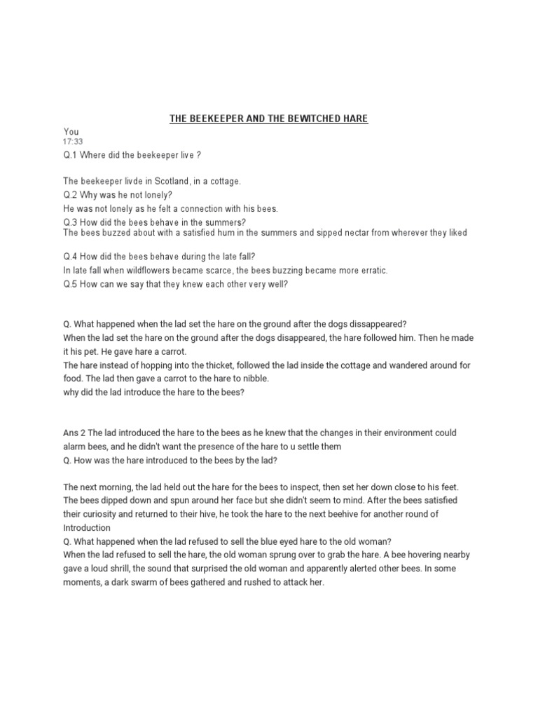 The Beekeeper and The Bewitched Hare | PDF