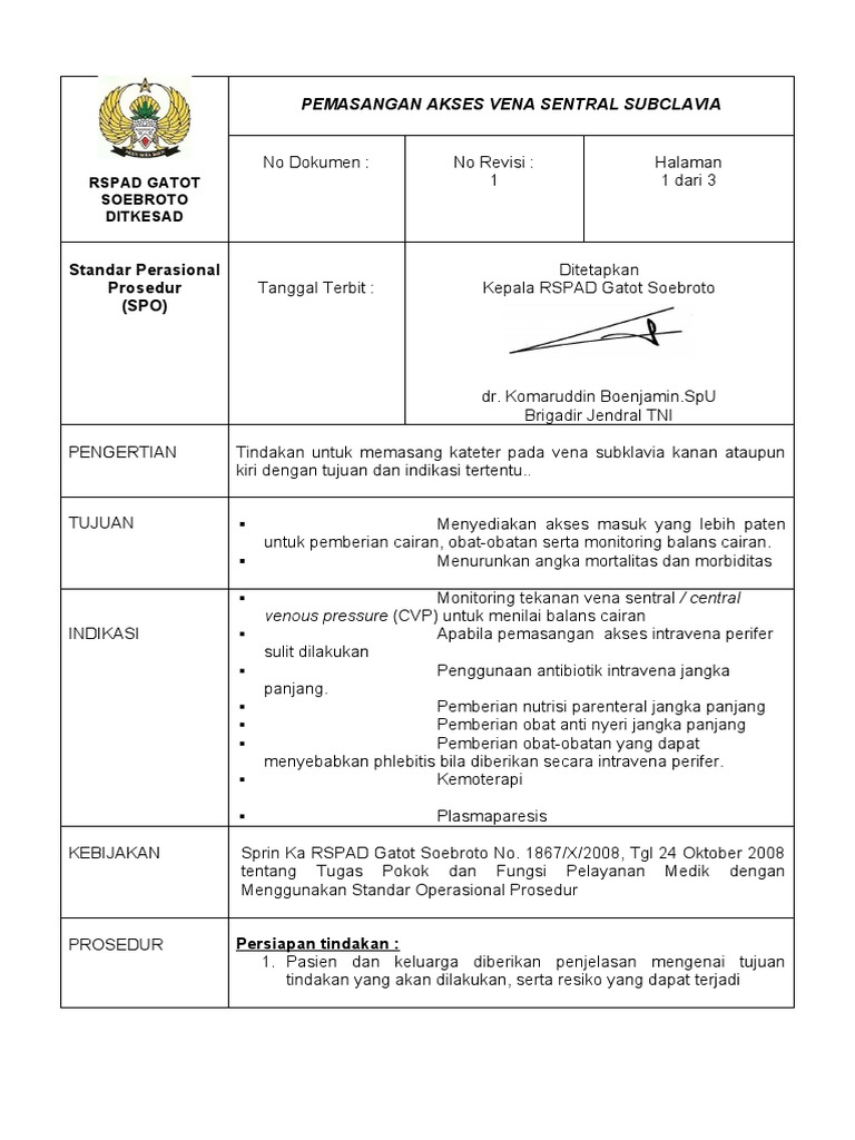 SOP Pemasangan CVC | PDF