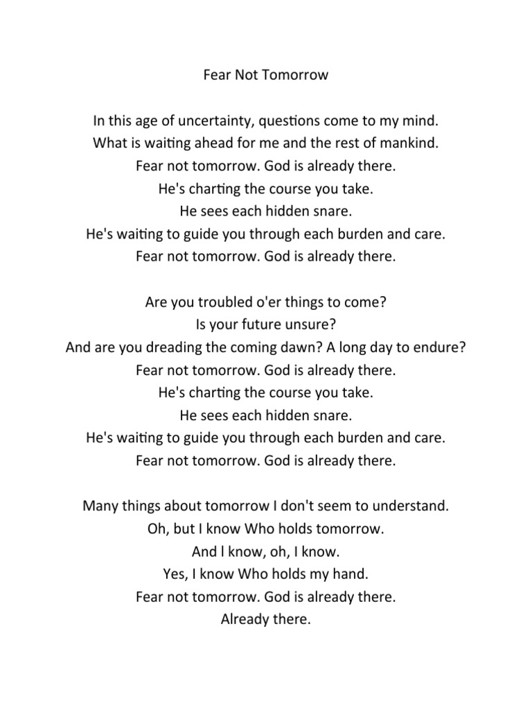 Fear Not Tomorrow | PDF | Career & Growth | Self-Improvement