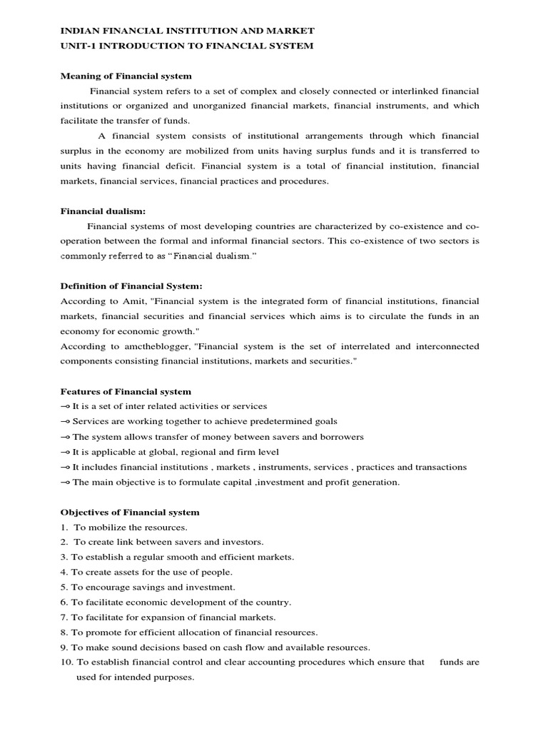 Overview of Financial System | PDF | Money Market | Financial Markets