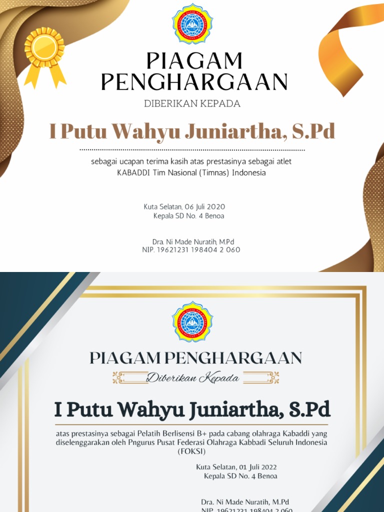 Piagam Penghargaan Guru | PDF