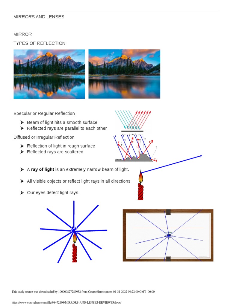 Mirrors and Lenses Overview | PDF | Mirror | Reflection (Physics)