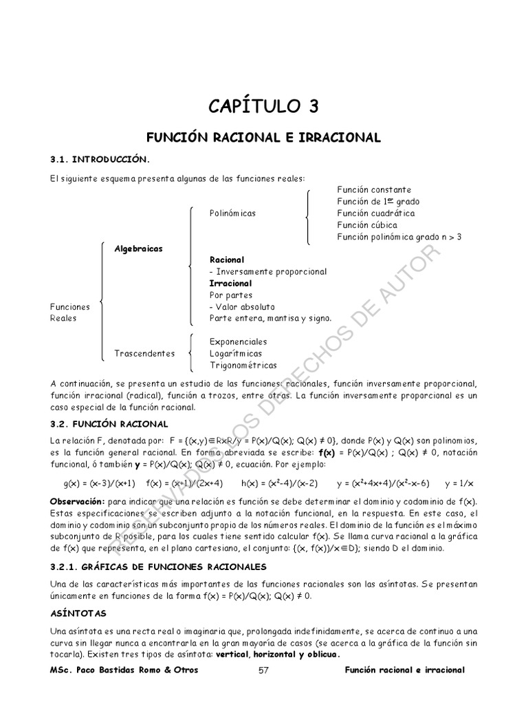 Función Racional e Irracional | PDF | Función (Matemáticas) | Asíntota