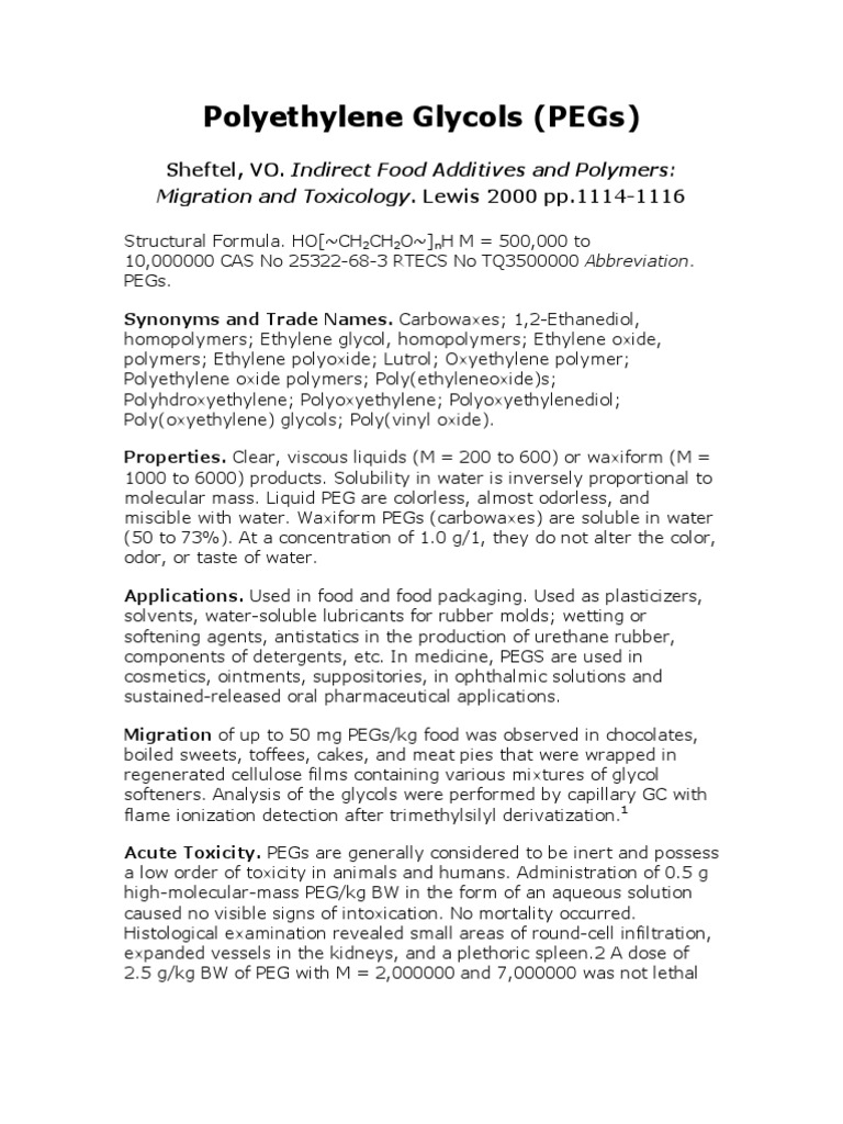 Polyethylene Glycols_Mindfully Document | Polyethylene Glycol | Polymers