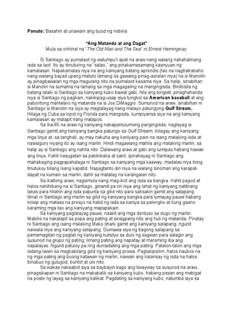 Ang Matanda at Ang Dagat | PDF