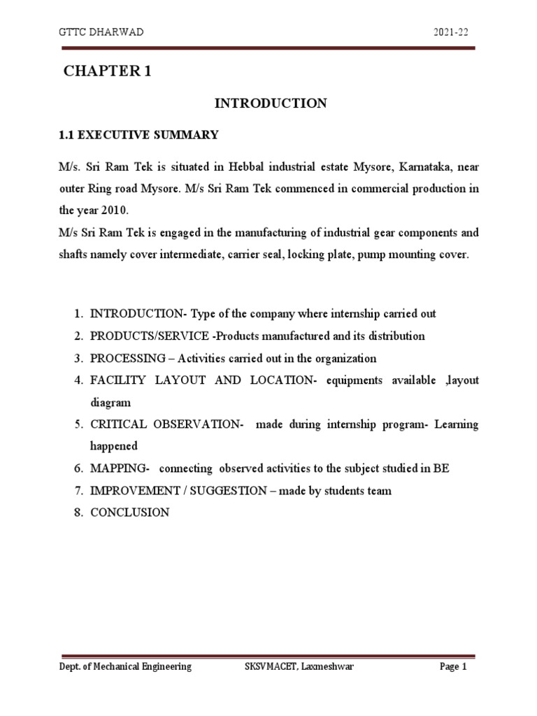 Internship Main Report Format | PDF | Drilling | Forging