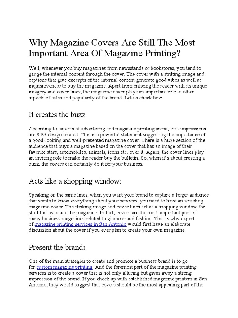 Magazine Covers Still Most Important Printing Area | PDF | Magazines ...