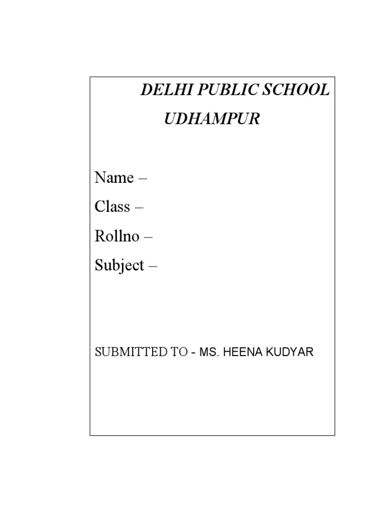 Delhi Public School Udhampur: Name - Class - Rollno - Subject | PDF | Microsoft Excel | Spreadsheet
