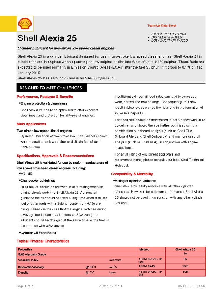 Shell Alexia 25 - Pds - Rev. 08.2020 | PDF | Diesel Engine | Fuel Oil