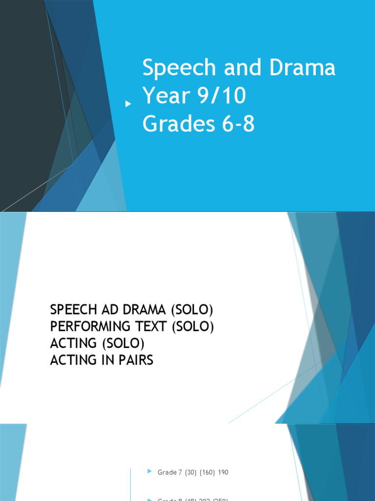 Speech and Drama Year 9/10 Grades 6-8 | PDF | Test (Assessment) | Memory