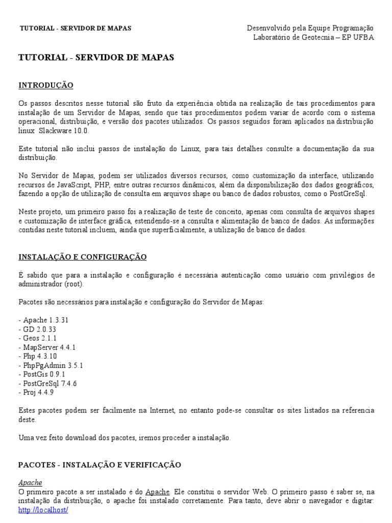 Tutorial Mapserver | Download grátis PDF | Php | Distribuição Linux Tutorial Mapserver | Download grátis PDF | Php | Distribuição Linux