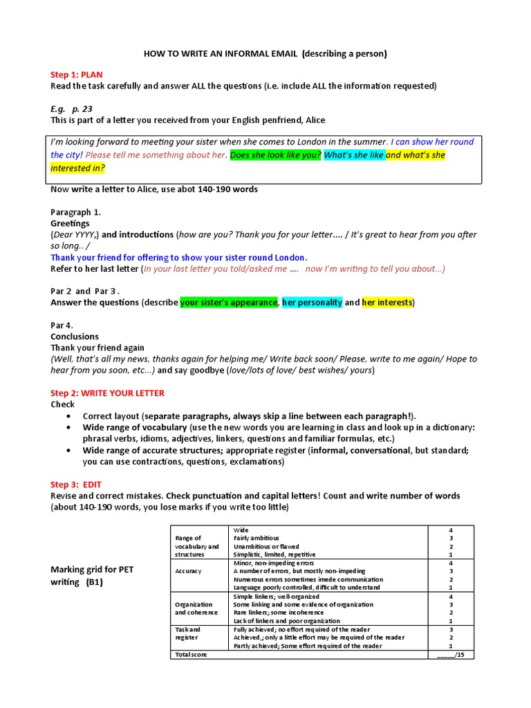 HOW TO WRITE A MAIL Describing A Person | PDF | Vocabulary | Communication