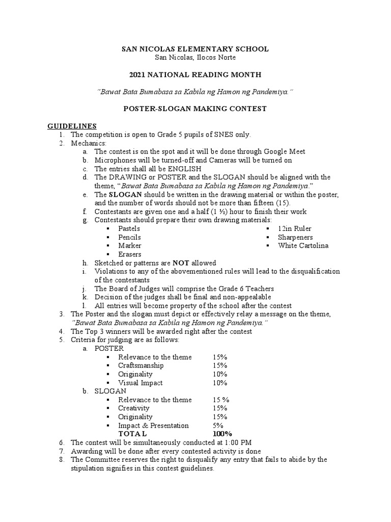 GUIDELINES FOR POSTER-SLOGAN MAKING | PDF