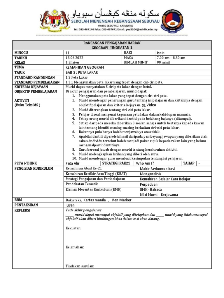 RPH Geo Tingkatan 1 | PDF