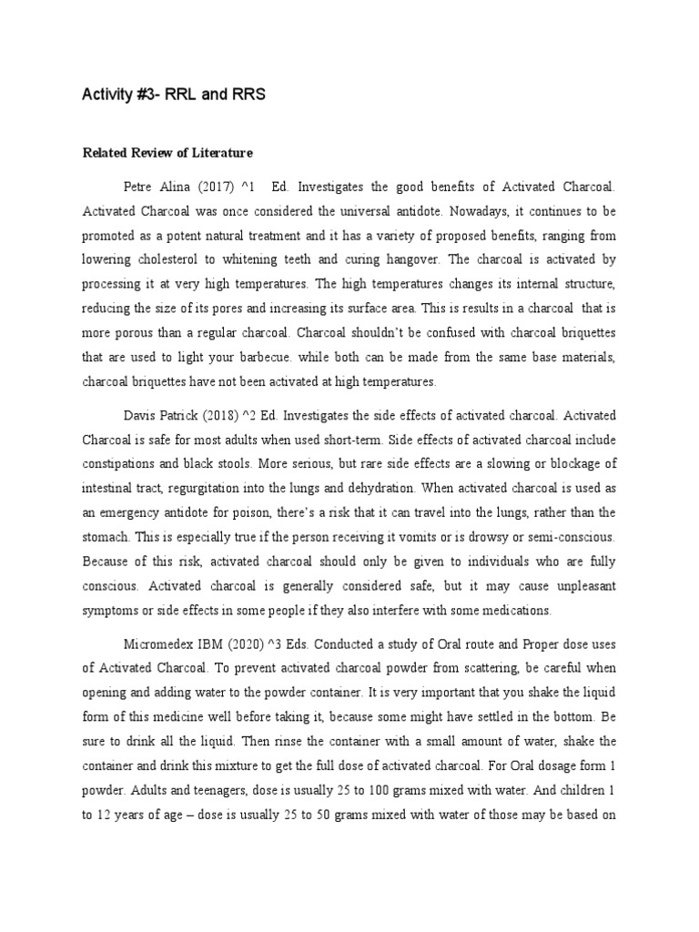 Activity #3-RRL and RRS: Related Review of Literature | PDF | Charcoal ...