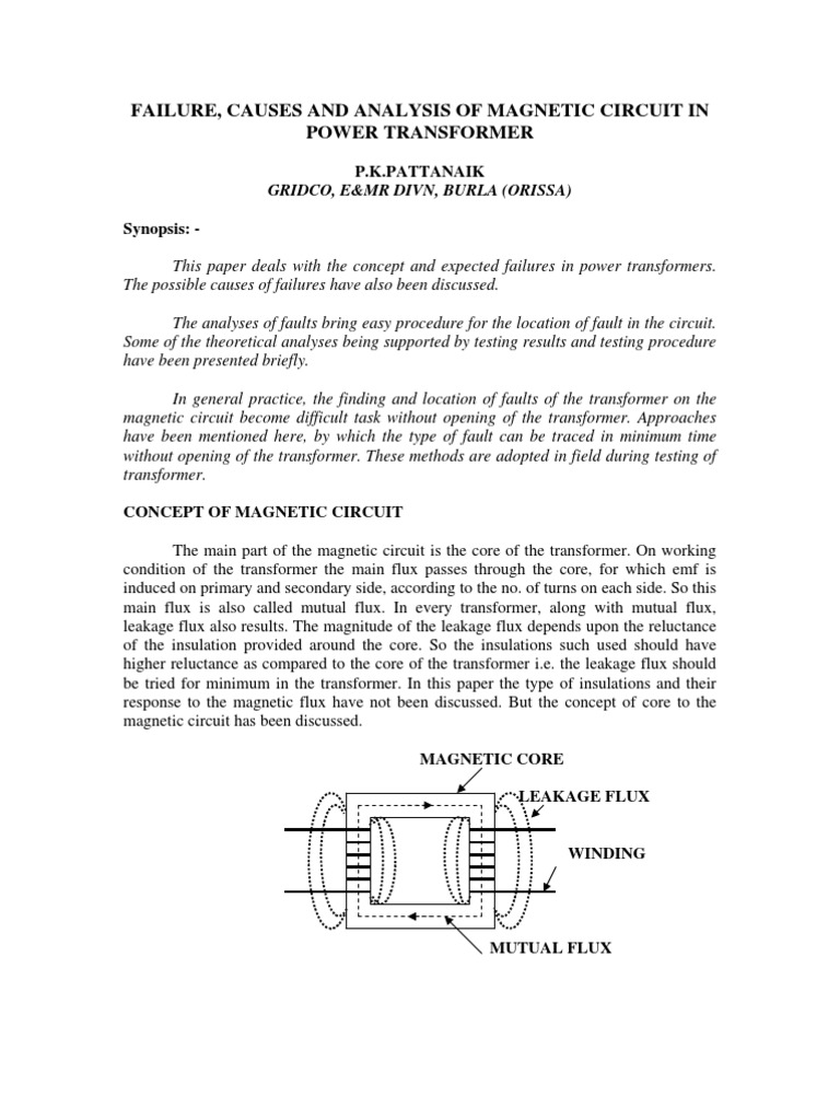 Power Transformer Magnetic Circuit Failures | PDF | Transformer ...