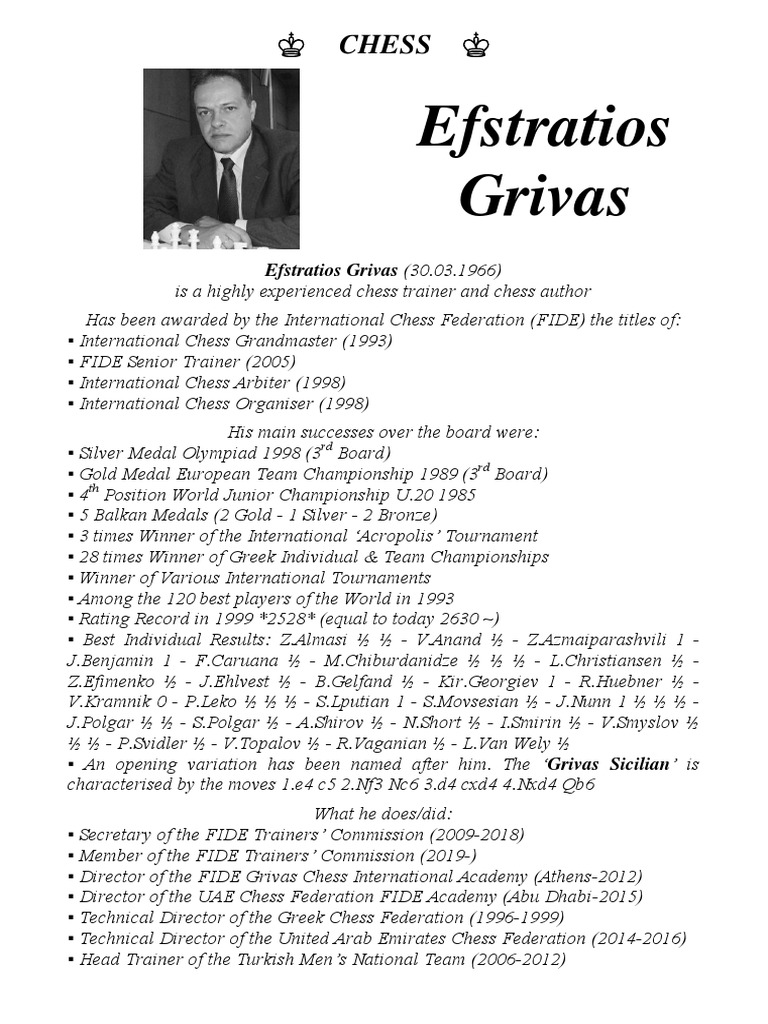 Efstratios Grivas: Chess | PDF | Traditional Games | Chess Olympiad ...