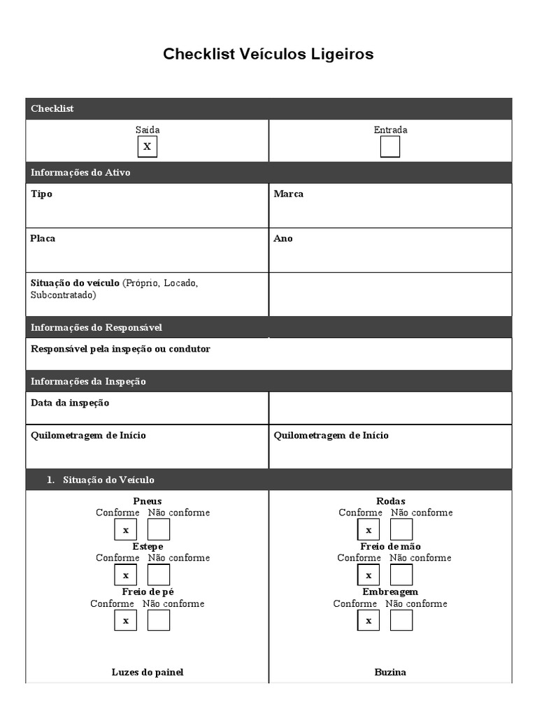 01 - Checklist Veículos Entrada e Saída | PDF | Carro | Tecnologia de ...