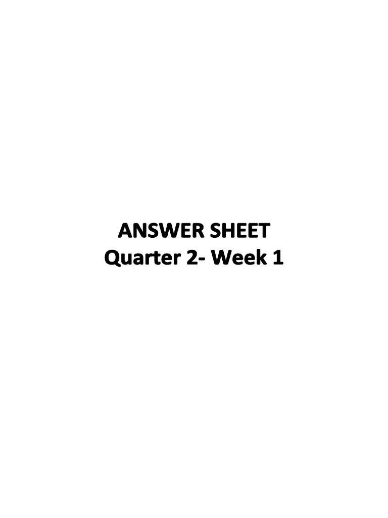 Answer Sheet - Quarter 2 Week 1 | PDF