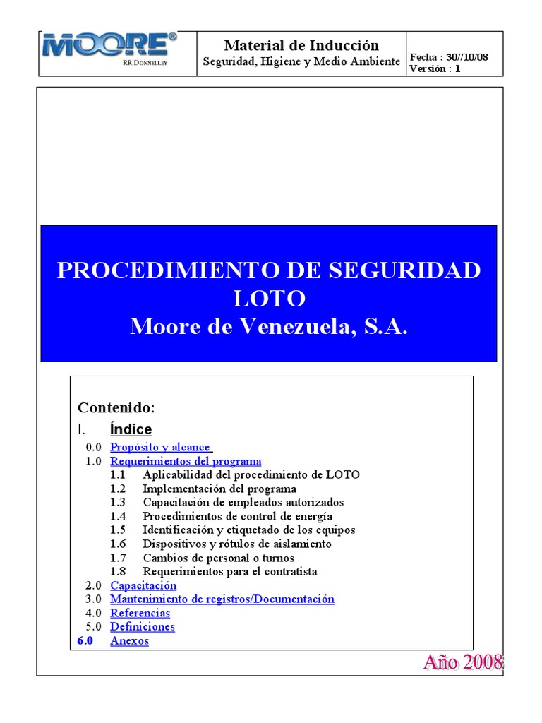 Procedimiento de Seguridad LOTO | PDF