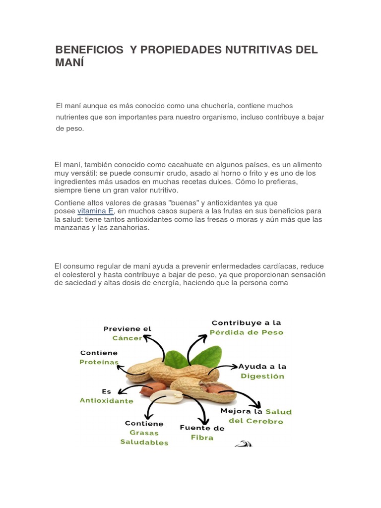 Beneficios y propiedades del maní | PDF