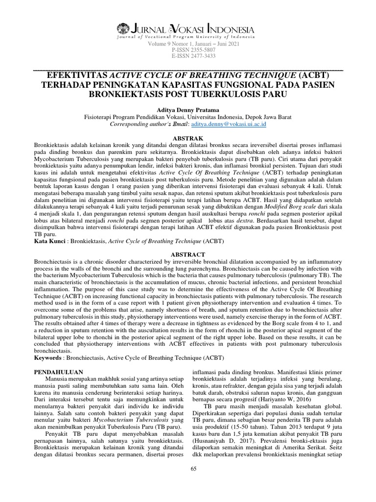 Efektivitas Active Cycle of Breathing Technique (Acbt) Terhadap ...