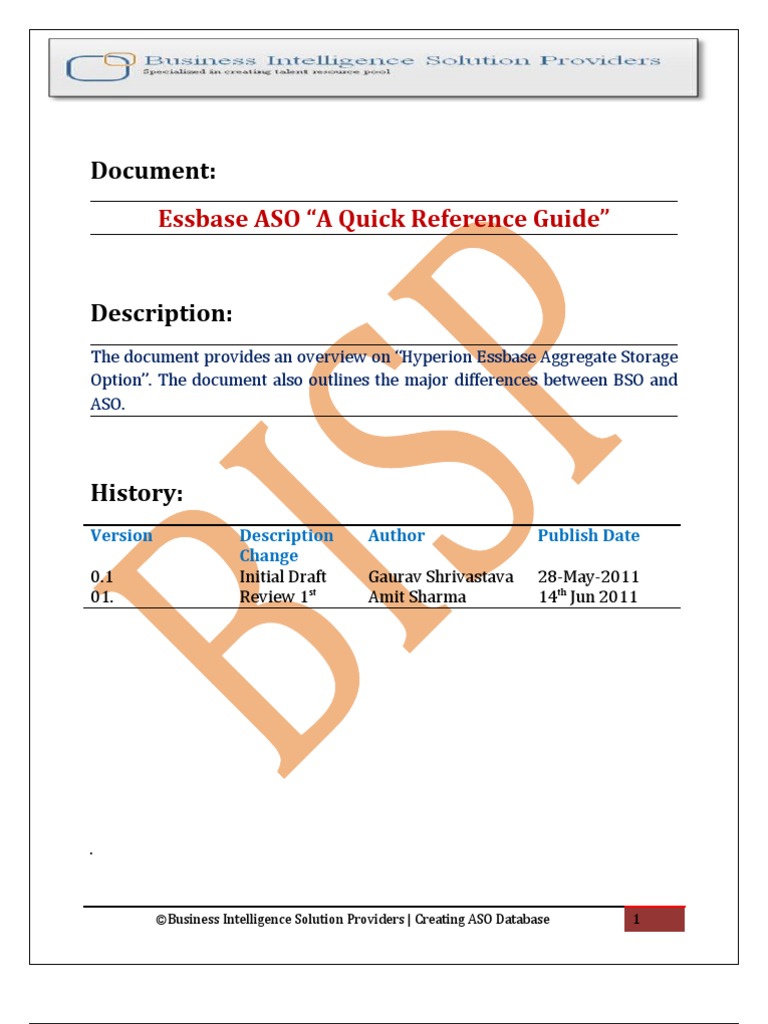 Essbase ASO A Quick Reference Guide Part I | PDF | Databases | Computer Data Storage