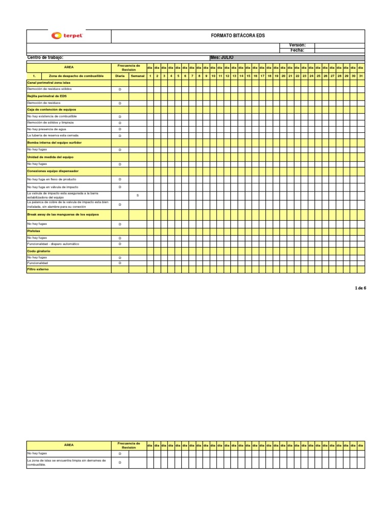 ANEXO 7. Formato de Bitácora Ambiental - Cleaned | PDF | Agua