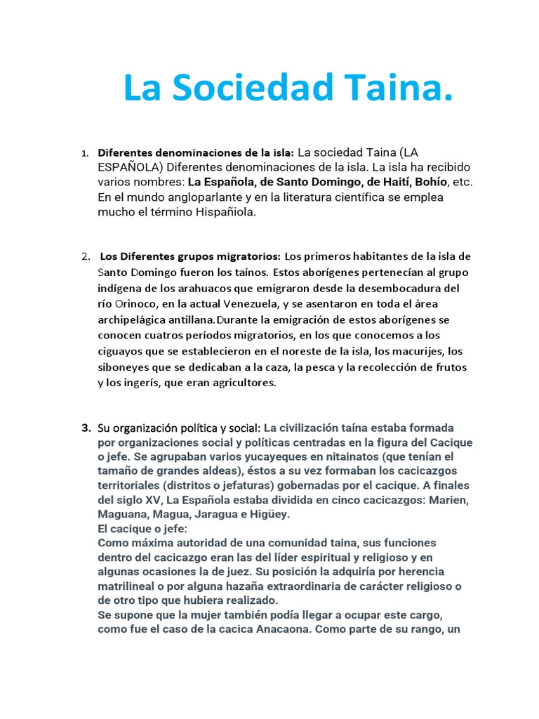 La Sociedad Taina.: Diferentes Denominaciones de La Isla | PDF