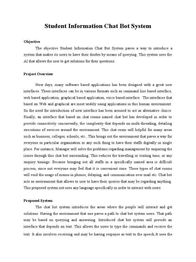 Student Information Chat Bot System | PDF | Interface (Computing ...