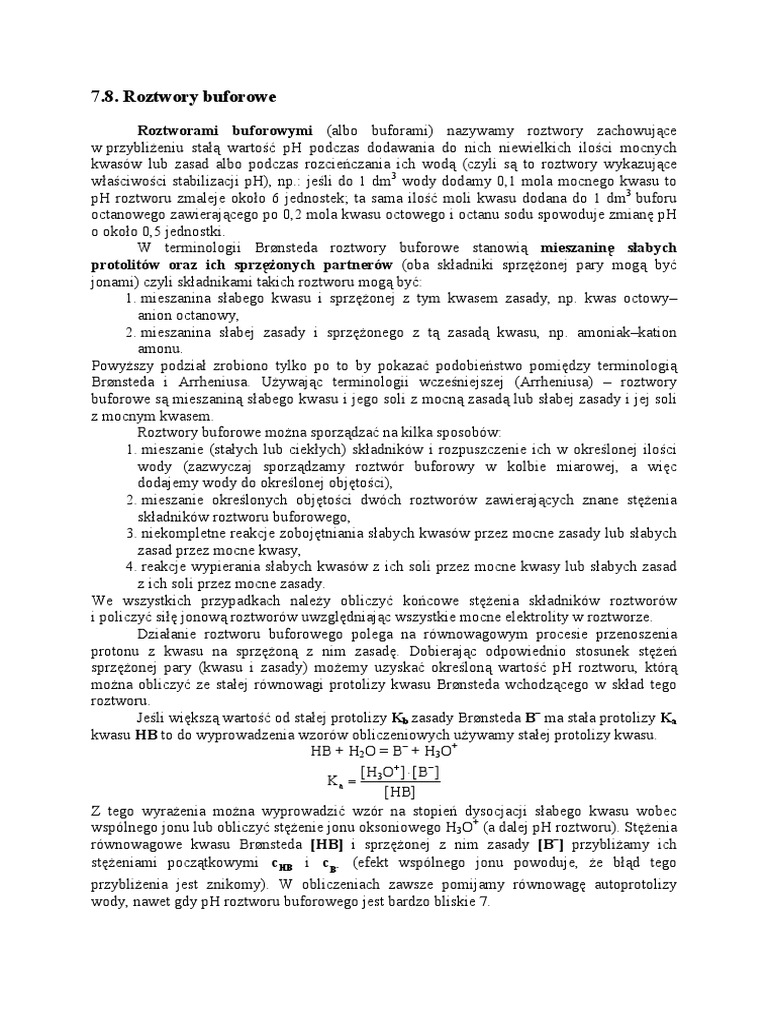 Chemia Rozdział 7 - Bufory | PDF