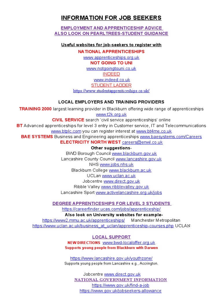 Job Seeker Handout | PDF | Labor | Service Industries