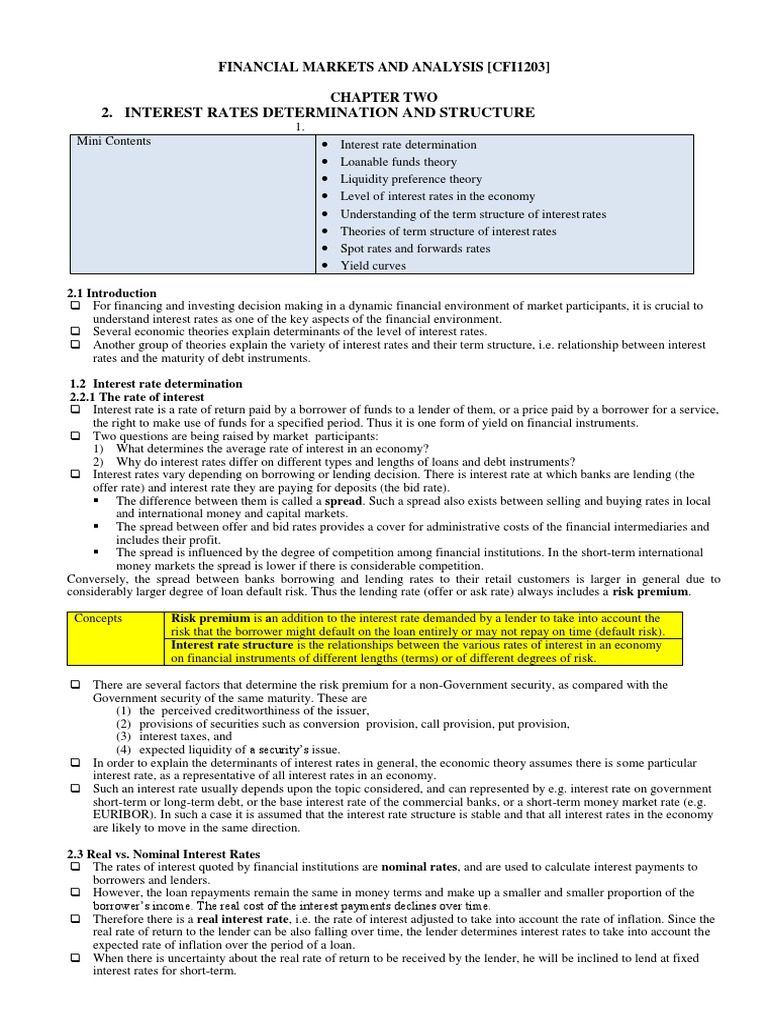 Cfi1203 Module 2 Interest Rates Determination & Structure | PDF | Yield ...