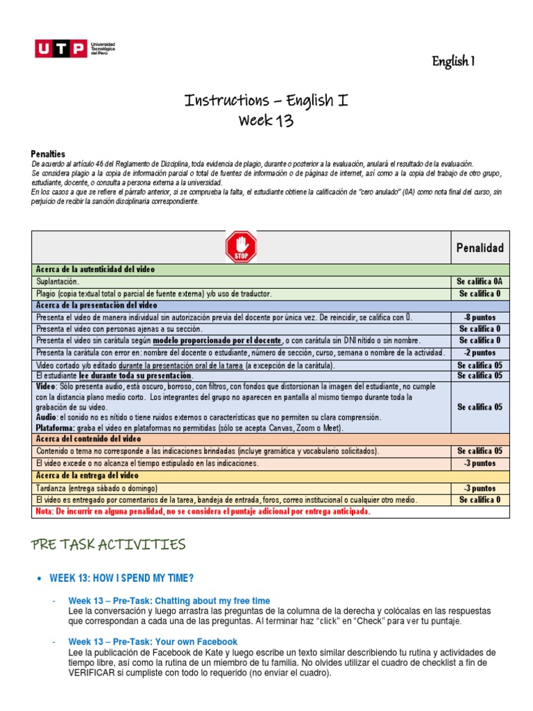 Week 13 - Indicaciones en Espa Ol - Ingl S I | PDF | Plagio