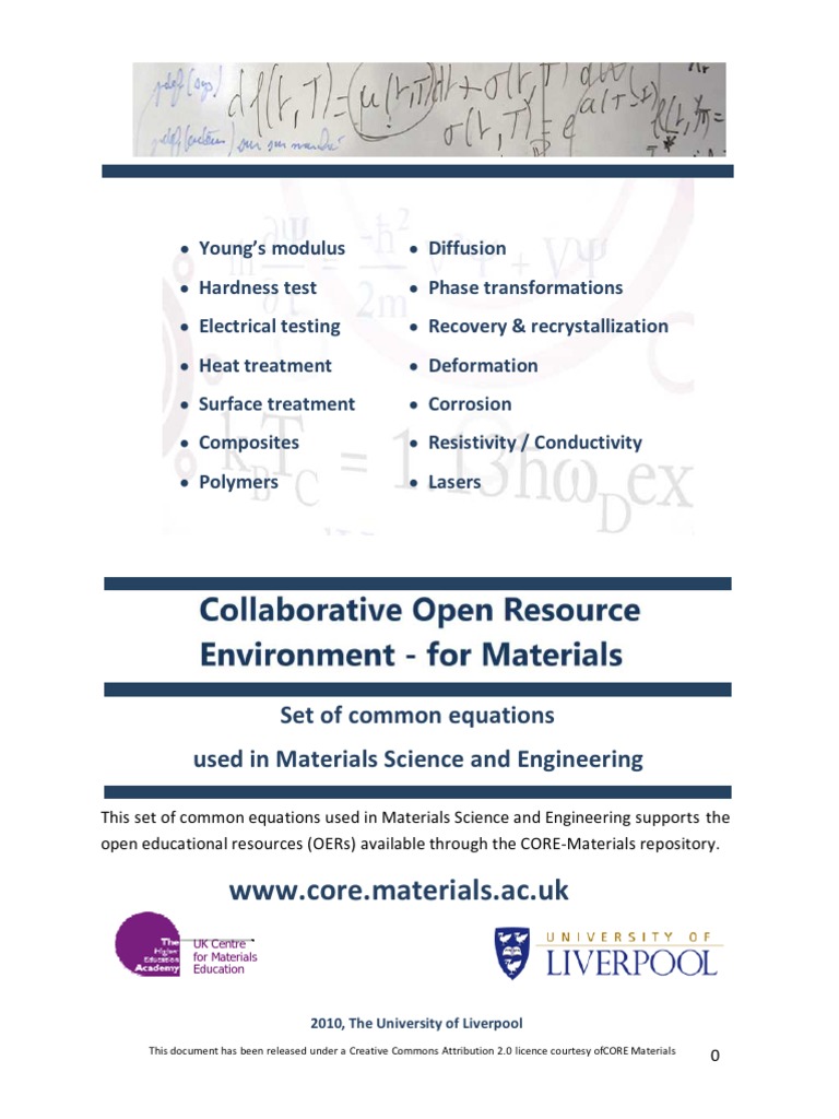 Equations in Materials Science | PDF | Deformation (Engineering) | Fracture