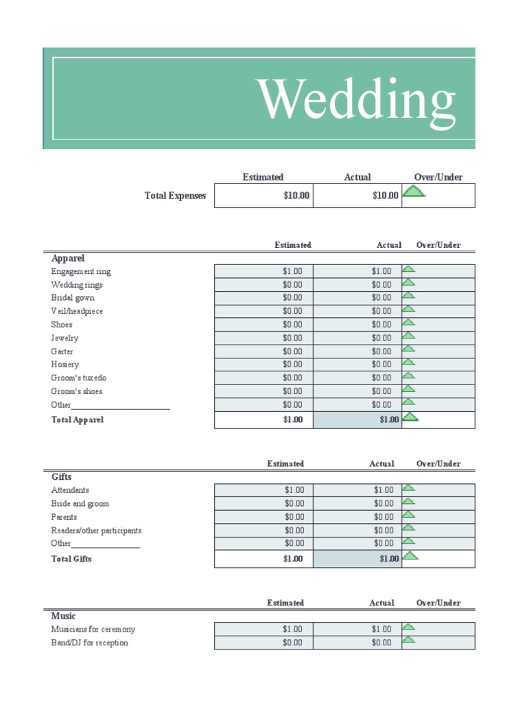 Wedding Budget Template | PDF | Organized Events | Marriage, Unions And ...